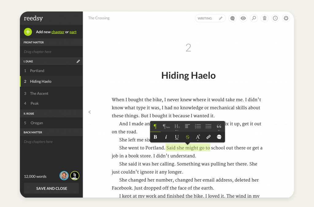 Making Hiding Haelo in Reedsy Studio